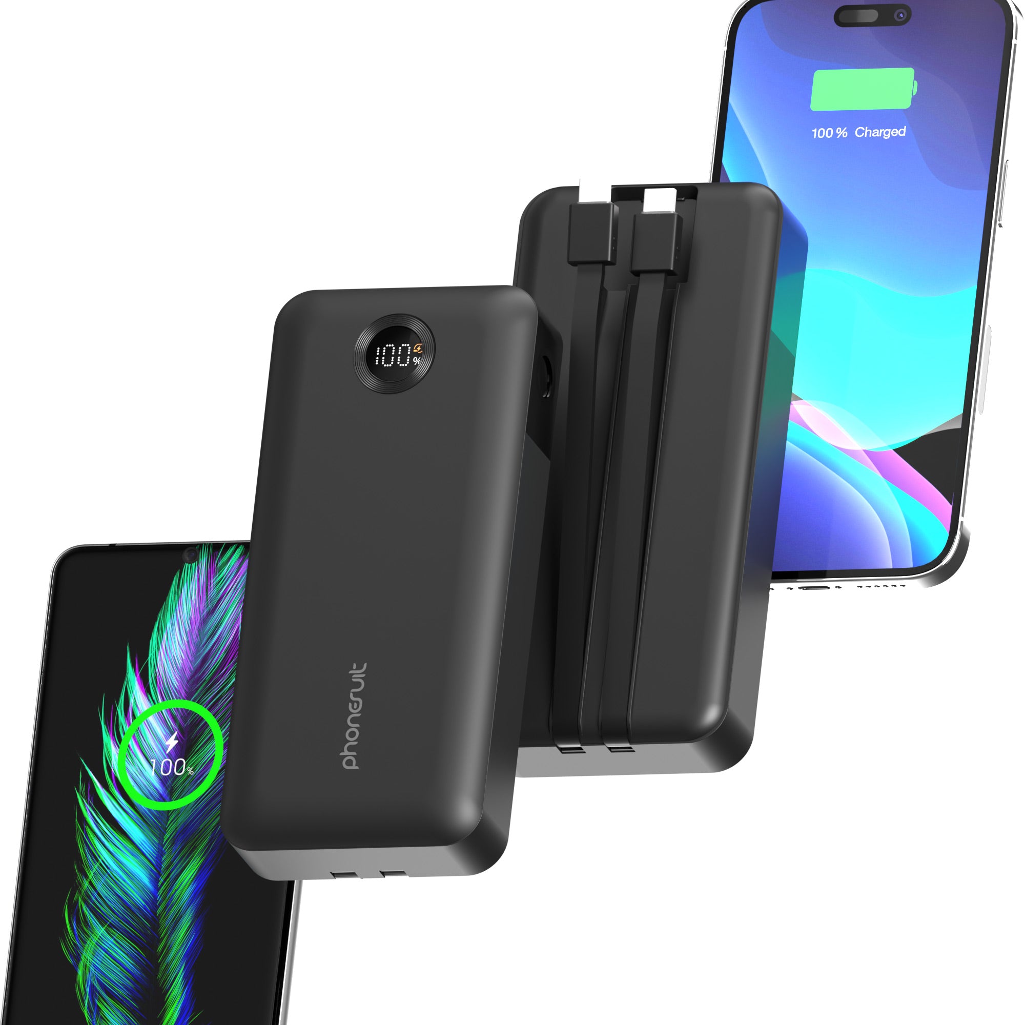 Cabled USB-C Power Bank & Portable Charger | iPhone, Samsung | 22.5 ...